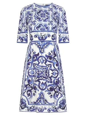 DOLCE & GABBANA Dolce & Gabbana Majolica-Print Midi Dress