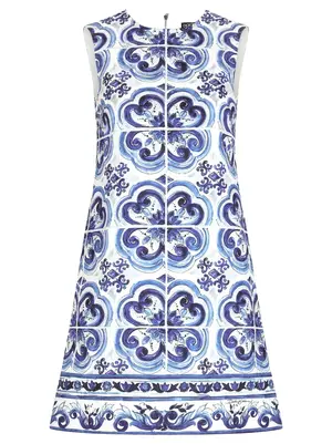 Dolce & Gabbana Majolica-print Brocade Minidress - Blue