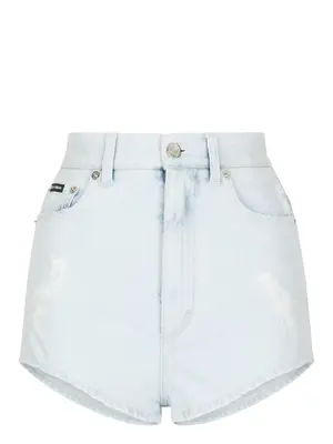 Dolce & Gabbana High-waisted Denim Shorts - Blue