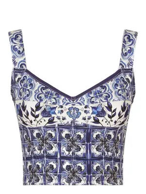 Dolce & Gabbana Majolica-print Corset Top - White