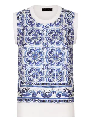 DOLCE & GABBANA Dolce & Gabbana Majolica-Print Silk Top