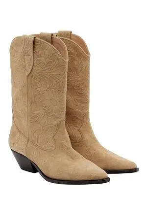 Isabel Marant Étoile Isabel Marant Suede Embossed Cowboy Boots Beige