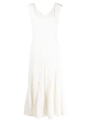 Voz Harlequin Silk-linen Midi Dress - White