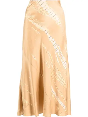 Voz Bias Silk Midi Skirt - Brown