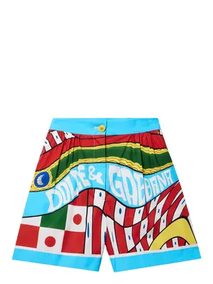 Dolce & Gabbana Dolce & Gabbana Maiolica Printed Cotton-poplin Shorts Blue