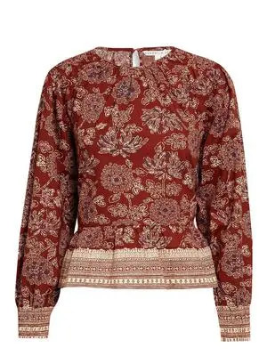 Veronica Beard Kester Printed Cotton-blend Top - Brick