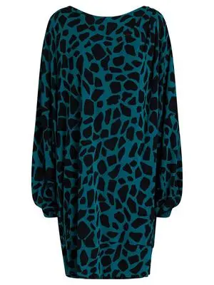 Diane Von Furstenberg Gathered Printed Jersey Dress - Petrol