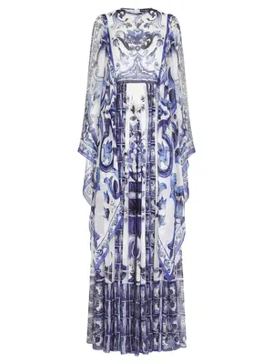 Dolce & Gabbana Dolce & Gabbana Majolica-Print Chiffon Maxi Dress Multicolor
