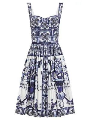 Dolce & Gabbana Majolica Print Corset Midi Dress - Multicolor