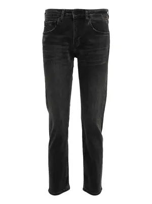 Ag Girlfriend Mid-rise Cropped Jeans - Black