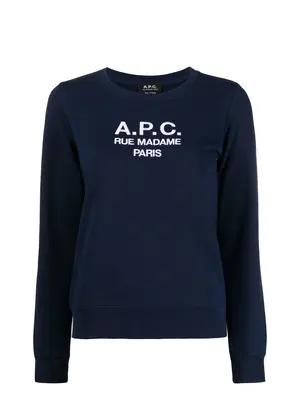 A.p.c. Tina Logo-embroidered Cotton Sweatshirt - Blue