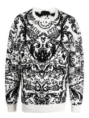 Philipp Plein Intarsia-knit Jumper - White