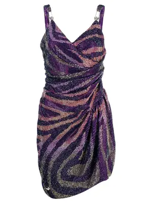 Philipp Plein Crystal-embellished Zebra-print Dress - Purple