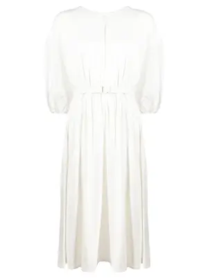 Moncler Belted Cotton Midi Dress - White