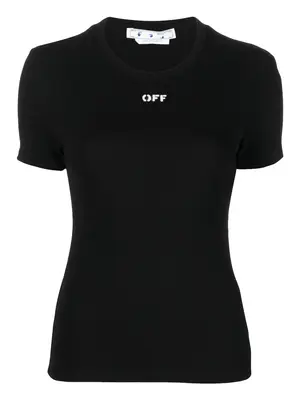 Off-White Logo-print Ribbed T-shirt - Black