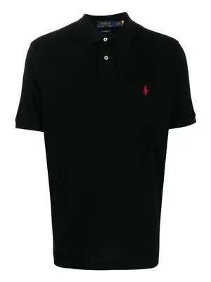 Polo Ralph Lauren Embroidered-logo Detail Polo Shirt - Black