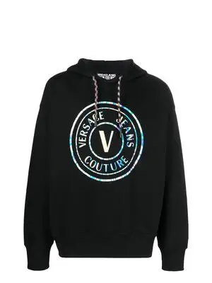 Versace Logo Print Hoodie - Black