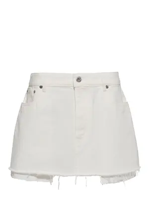 MIU MIU Frayed-Hem Denim Mini Skirt