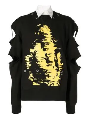 TAKAHIROMIYASHITA THESOLOIST. Graphic Print Distressed Jumper - Black