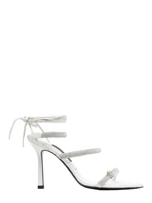 Philipp Plein 105mm Crystal-embellished Strappy Sandals - White