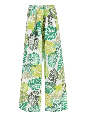 AMIR SLAMA Palm Leaf Print Trousers - White