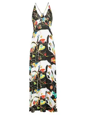 AMIR SLAMA Graphic Heart-print Maxi Dress - Black