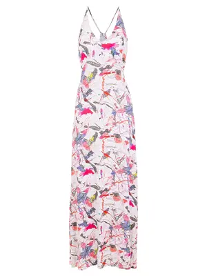 AMIR SLAMA Abstract-print Maxi Dress - Neutrals