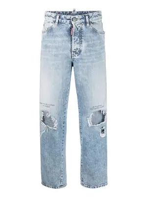 Dsquared2 Distressed Straight-leg Jeans - Blue