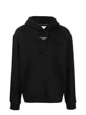Calvin Klein Logo Print Drawstring Hoodie - Black