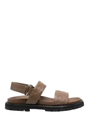 FERRAGAMO Gancini Debossed Sandals - Brown