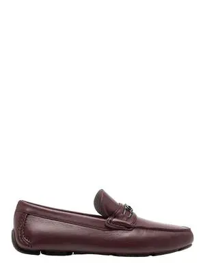 FERRAGAMO Gancini-buckle Leather Loafers - Red