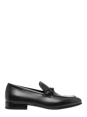 FERRAGAMO Buckle-detail Leather Loafers - Black