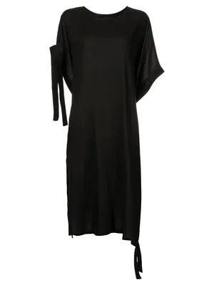 Y’s Buttoned Side-tie Midi Dress - Black