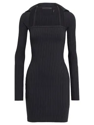 Helmut Lang Ribbed-knit Pima Cotton-blend Mini Dress - Black