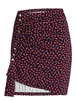Rabanne Ruched Floral-print Mini Skirt - Black