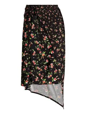 Rabanne Wrap-effect Floral-print Stretch-jersey Skirt - Black