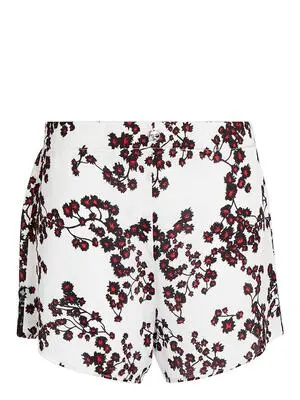Rabanne Lace-trimmed Floral-print Satin Shorts - White
