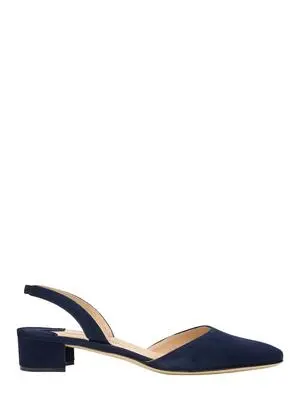 Manolo Blahnik Aspro Suede Slingback Ballerina Pumps Navy