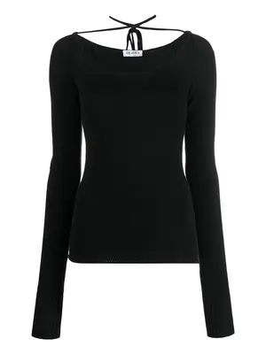 Attico Strap-detail Knitted Top - Black