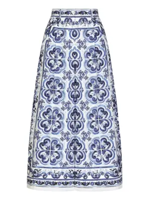 DOLCE & GABBANA Dolce & Gabbana Majolica-Print Cropped Culottes