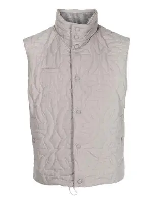 FERRAGAMO Quilted Funnel Neck Gilet - Grey