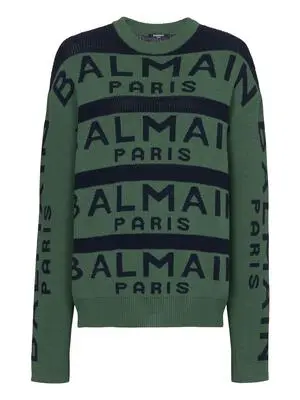 Balmain Logo Pattern Jumper - Green