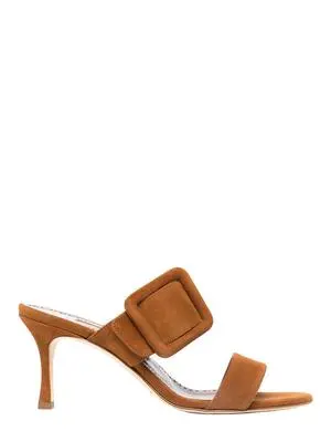 Manolo Blahnik Gable Buckled Suede Sandals - Brown