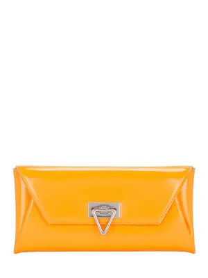 Bottega Veneta Small Point Lock Clutch - Tangerine & Silver