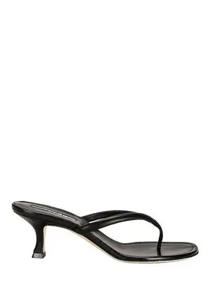 Manolo Blahnik Paterno 50 Leather Sandal - Black