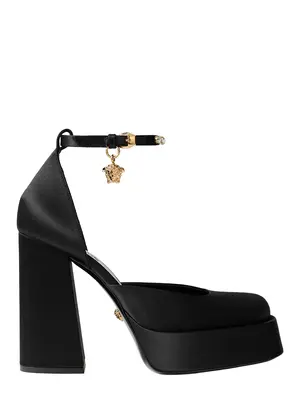 Versace Medusa Aevitas Embellished Satin Platform Pumps - Black