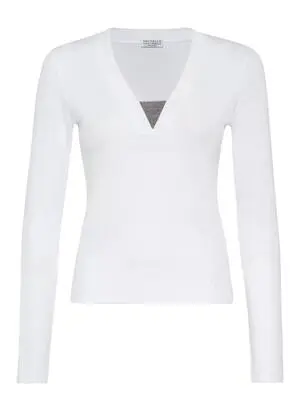 BRUNELLO CUCINELLI Brunello Cucinelli V-Neck Long-Sleeve Top