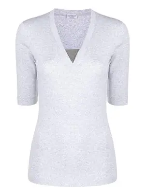 Brunello Cucinelli V-neck Top - Grey