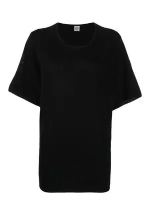 TOTEME Short-sleeved Silk T-shirt - Black