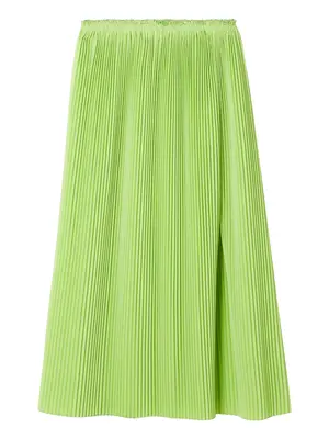Rosie Assoulin Pleated Crepe Midi Skirt - Green